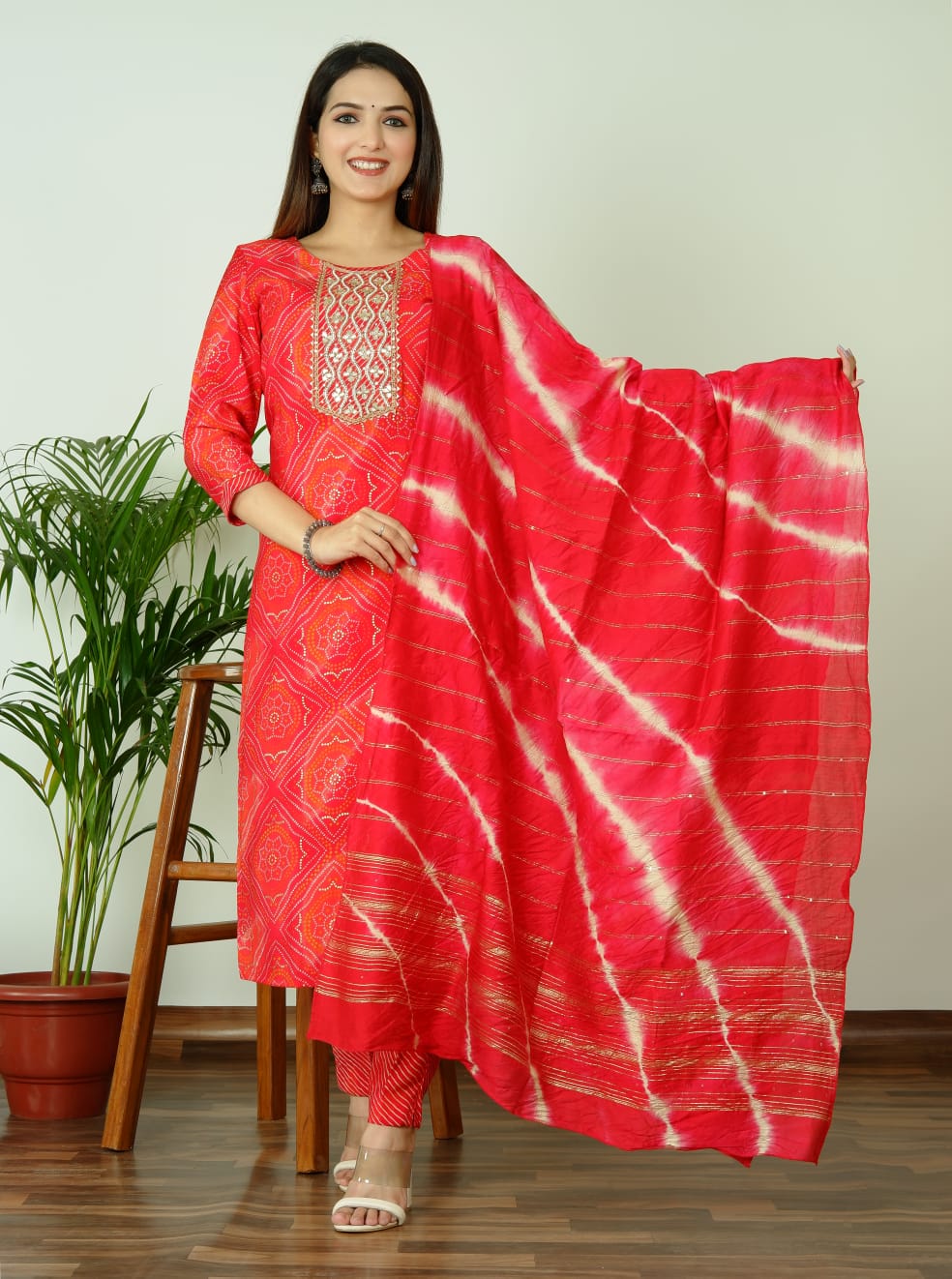 Pure Muslin Silk Fabric Heavy Hand Adda Work All Over. 3 Pc Set ...